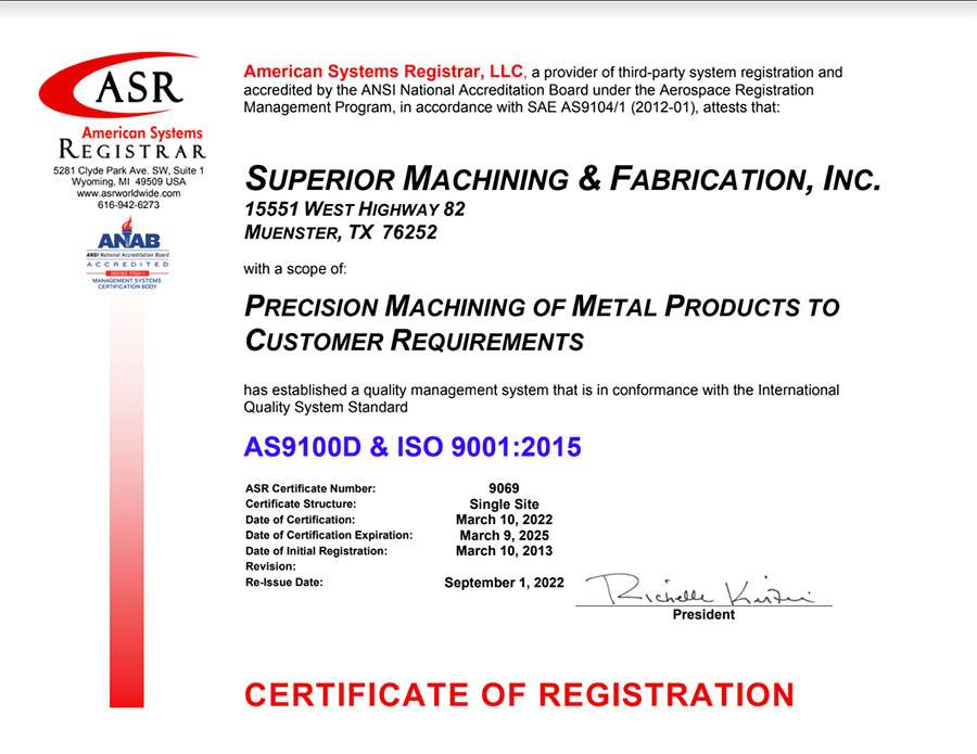 CNC Quality Control | AS9100D Certified | Superior Machining
